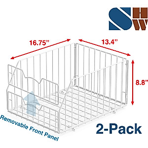 Simple Houseware 2 Pack Grid Wire Stackable Entry Basket Bin, White, 13-Inch