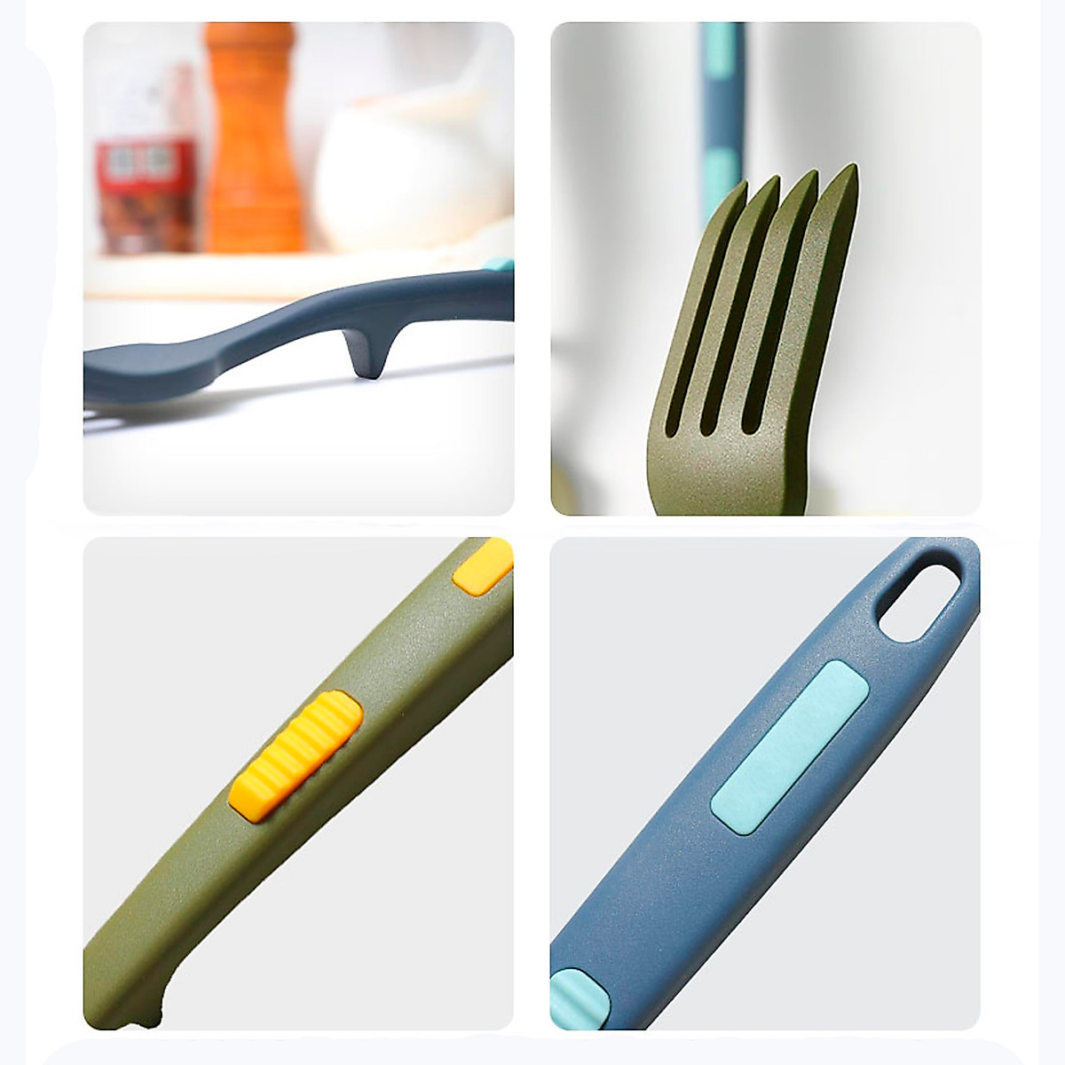 YMCSMGS Silicone Flexible Forks, Silicone Cooking Fork Heat Resistant Dishwasher, cooking in the kitchen or serving at the dinner table，Nonstick Blending Fork for Mix Ingredients (Light blue)