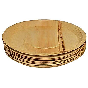Charity Leaf Disposable Palm Leaf 14" Round Trays (10 pieces) Bamboo Like Serving Platters, Disposable Boards, Eco-Friendly Dinnerware For Weddings, Catering, Events