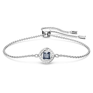 SWAROVSKI Una Angelic Bracelet, Square cut, Dark Blue, Clear Crystal, Rhodium Finish