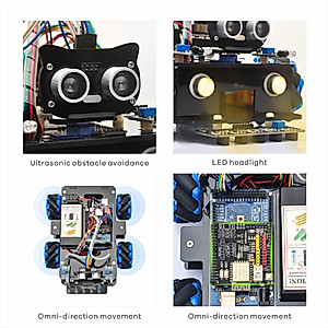Mecanum Wheels Robot Car Kit for Arduino Mega2560 Raspberry Pi STEM Remote Controlled DIY Coding for Teens Adult