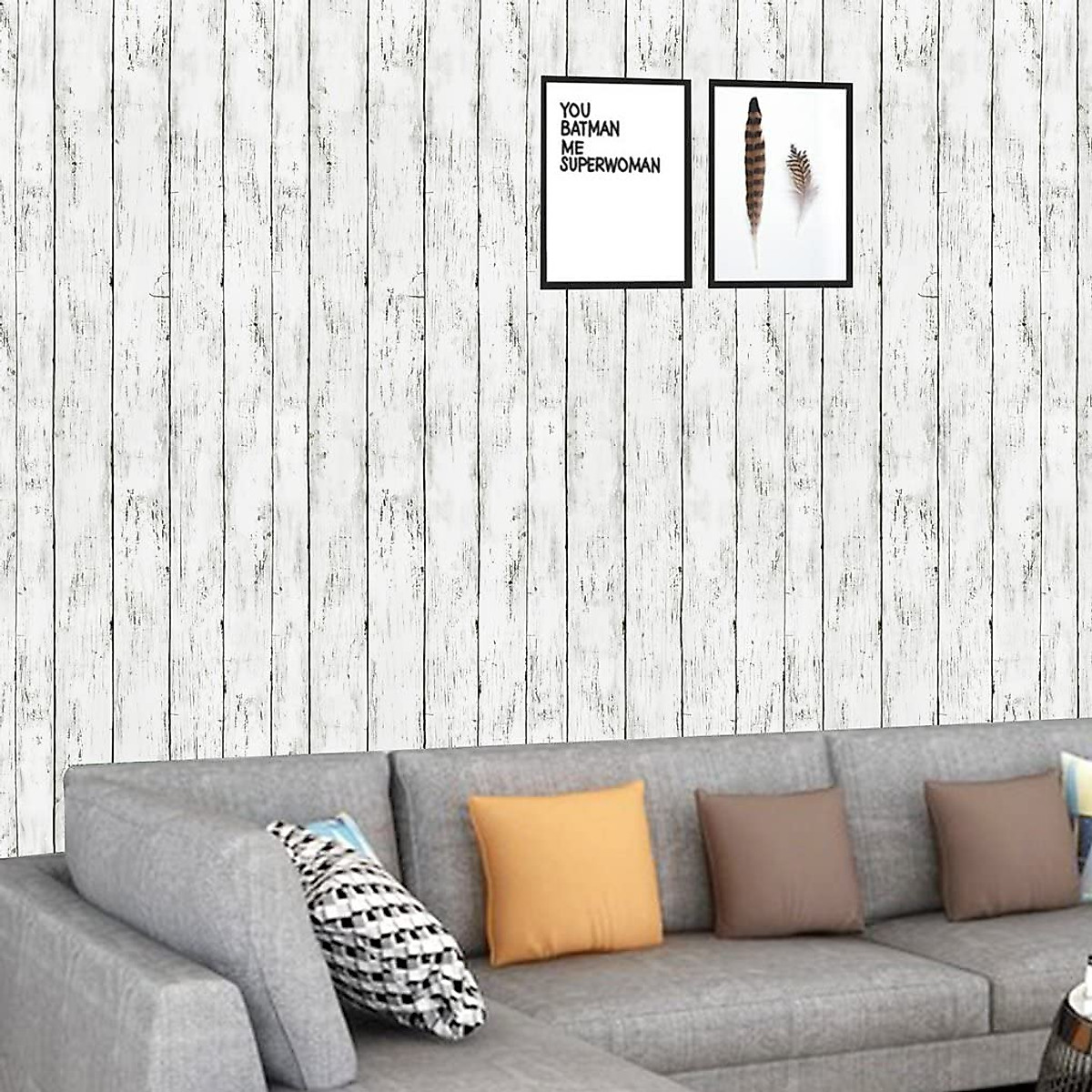 Arthome 17''x120'' White Wood Contact Paper,Peel and Stick Vinyl Wallpaper, Wood Self-Adhesive and Removable Decorative White Wood Contact Paper for Cabinets Easy to Clean Stick on Wallcovering