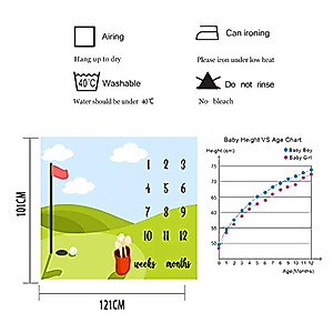 Golf Sports Baby Monthly Milestone Blanket, 48x40in Soft Flannel, Nature Outdoor Grassland Backgrounds, Newborn Mom Gifts, Baby Shower Age Growth Tracker with Bonus Maker BTLSFS14
