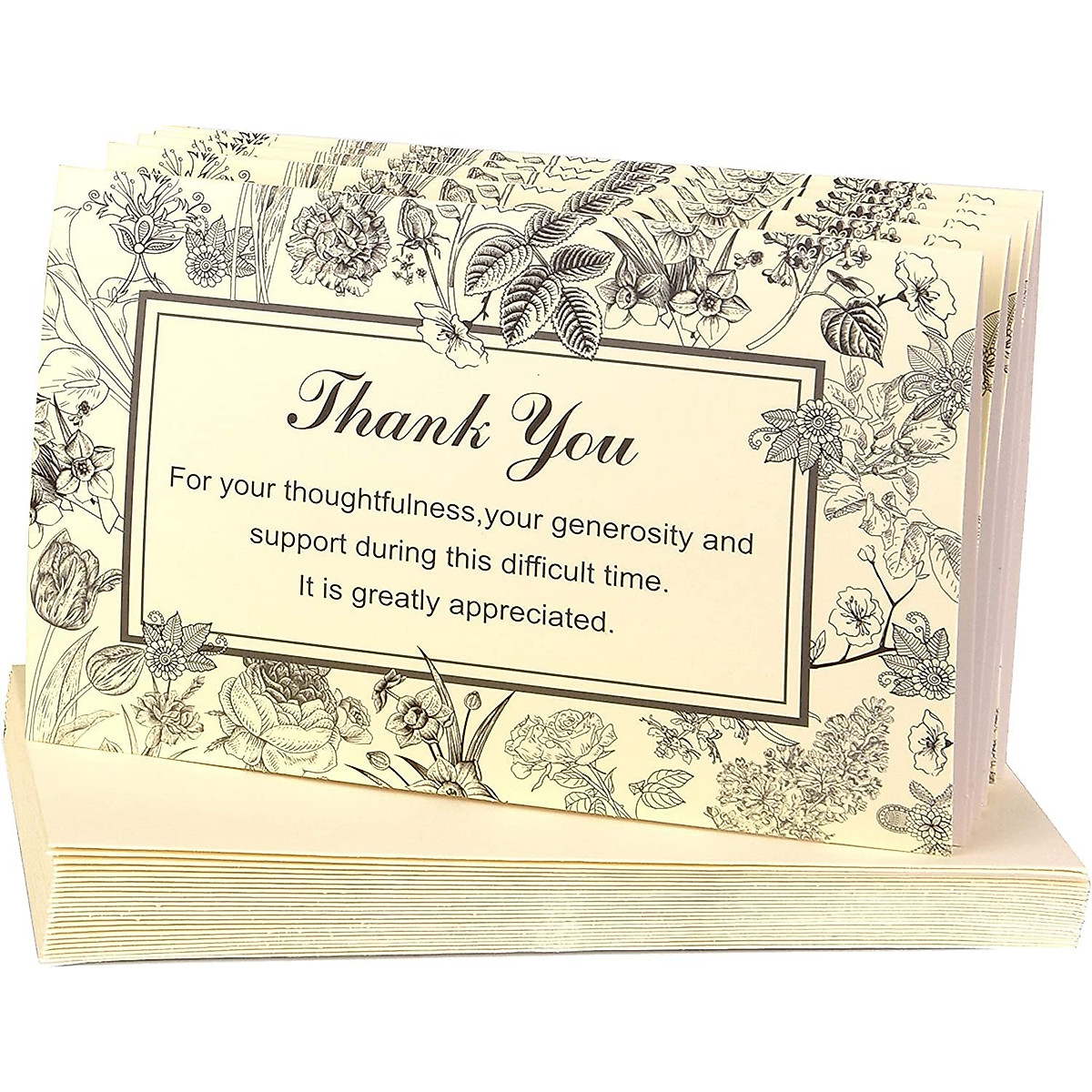 SUPREME IMPRESSION Funeral Thank you Cards with Envelopes - 24 Pack Sympathy Note Cardset - All Cards are Blank Inside For Photo or Personalized Message to Friends & Family