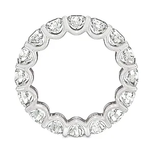 Charles & Colvard Created Moissanite 4.5mm Round Cut Eternity Band for Women | 5.28 cttw DEW | Lab Grown | Solid 14K White Gold with Rhodium | Size 8