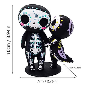 Sugar Skull Couple Figurine Resin Statue, Testimony of Love Sugar Skull Decor Handmade Crafts Resin Ornament Creative Home Room Decor, Unique Gothic Skull Sculptures Table Garden Yard Decoration