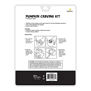 Pumpkin Carving Kit, 10-Piece Jack-O-Lantern Decorating Craft Set, 4 Tools + 6 Halloween Stencil Designs