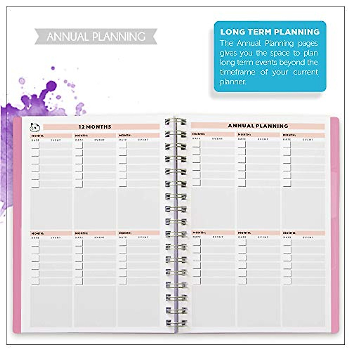 Pink Daily Planner 2.0 - Daily Planner 2023 Page a Day - Monthly, Weekly and Daily Sections Simplified - Undated Goal Oriented 3 Month Agenda Planner by Panda Planner - 5.75” x 8.25”