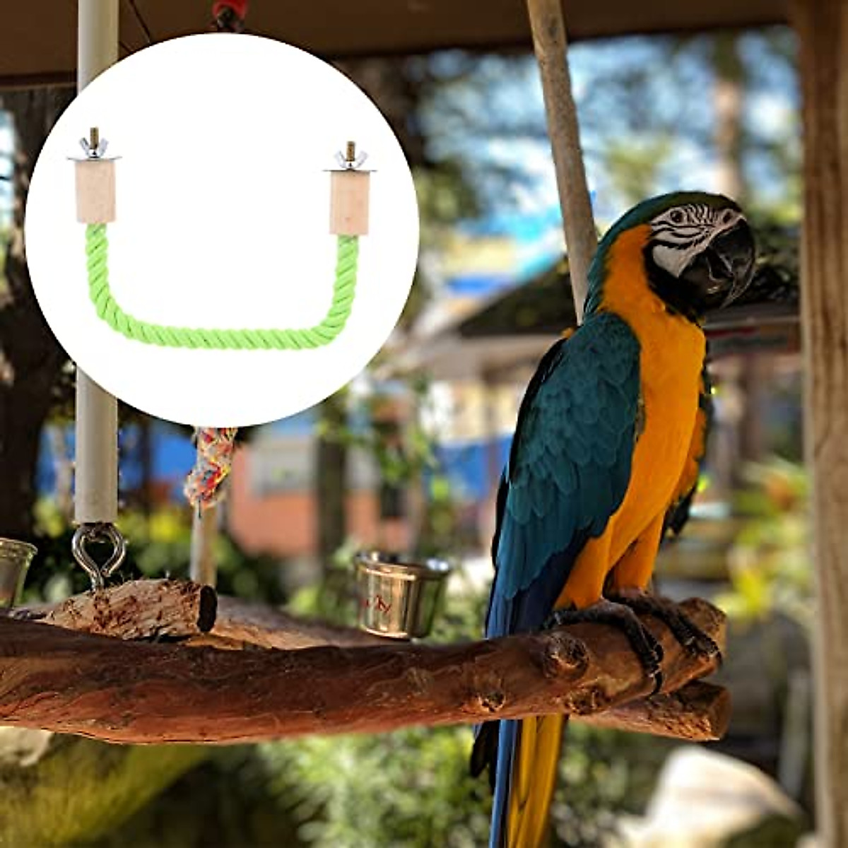 Ipetboom Parrot Stand Bars Parrot Bite Toy 2pcs Parrot Perch Platform Cage Bird Climbing Stand Bird Bungee Toy for Parakeet Cockatoo Conure Lovebirds Finch Canaries Bird Cage Stand Parrot Rope Perch