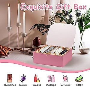 12Sets Gift Boxes with Lids,10x8x4inch Large White Paper Present Box,Bridesmaid Proposal Box with Ribbon Thank You Card,for Wedding Anniversaries Birthdays Baby Shower Christmas Thanksgiving (Pink)