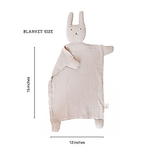 Marlowe & Co Organic Cotton Muslin Lovey Blanket, Organic Cotton Muslin Bunny Security Blanket (Natural Sand)