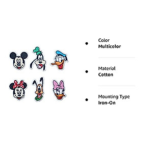 Octory 6 PCS Mini Set Cute Cartoon Mickey Iron On Patch for Clothing Saw On/Iron On Embroidered Patch Applique for Jeans, Hats, Bags