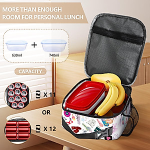 Shlnurae Popular Insulated Lunch Bag Women Tote Bag for Music Lovers, Large Capacity Lunch Box, Reusable Lunch Box for Adults Picnic Work
