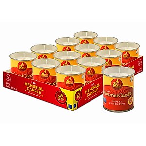 Ner Mitzvah 1 Day Yartzeit Candle - 12 Pack - 24 Hour Kosher Yahrtzeit Memorial and Yom Kippur Candle in Tin Cup Holder