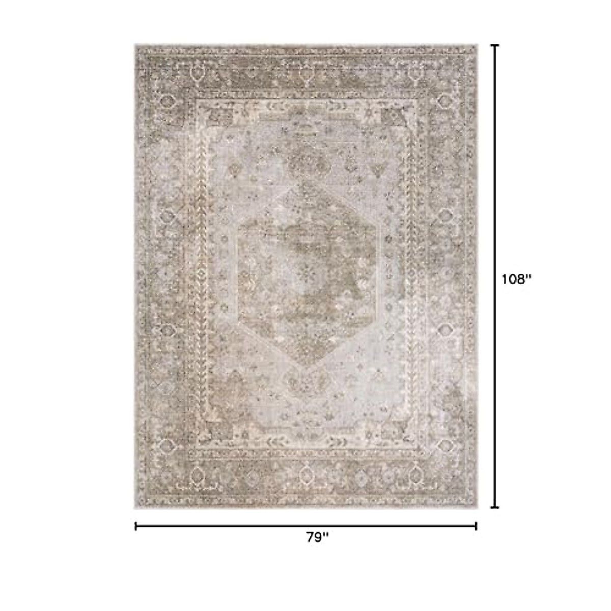 BoutiqueRugs Gael Farmhouse Area Rug - Machine Washable - Olive, Light Blue, Tan - 6'7" x 9'