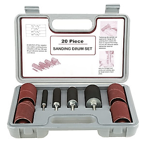 Sanding Drum Kit, Wear Resistant 20pcs Drum Sander Kit, Spindle Sanding Drum Sander Tool Kit, Woodworking for Carpentry Home Improvement DIY