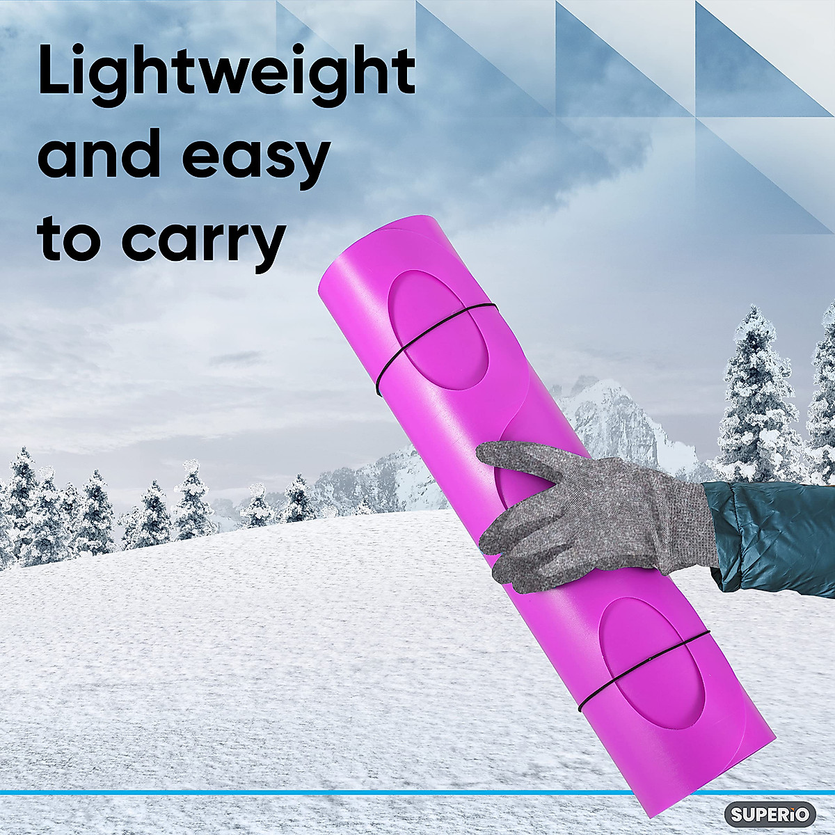 Superio Snow Slider Mat, Flexible Snow Sled Flying Carpet, Roll up Sleds for Kids and Adults 54" Lightweight Plastic Snowboard Sled(Fuchsia-Pink 2 Pack)…