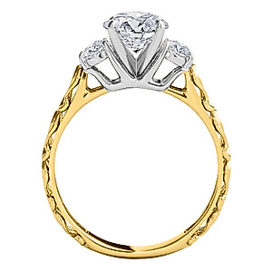 MauliJewels 0.50 Ct. Three-Stone Diamond Engagement Ring Women, 14K Solid Gold