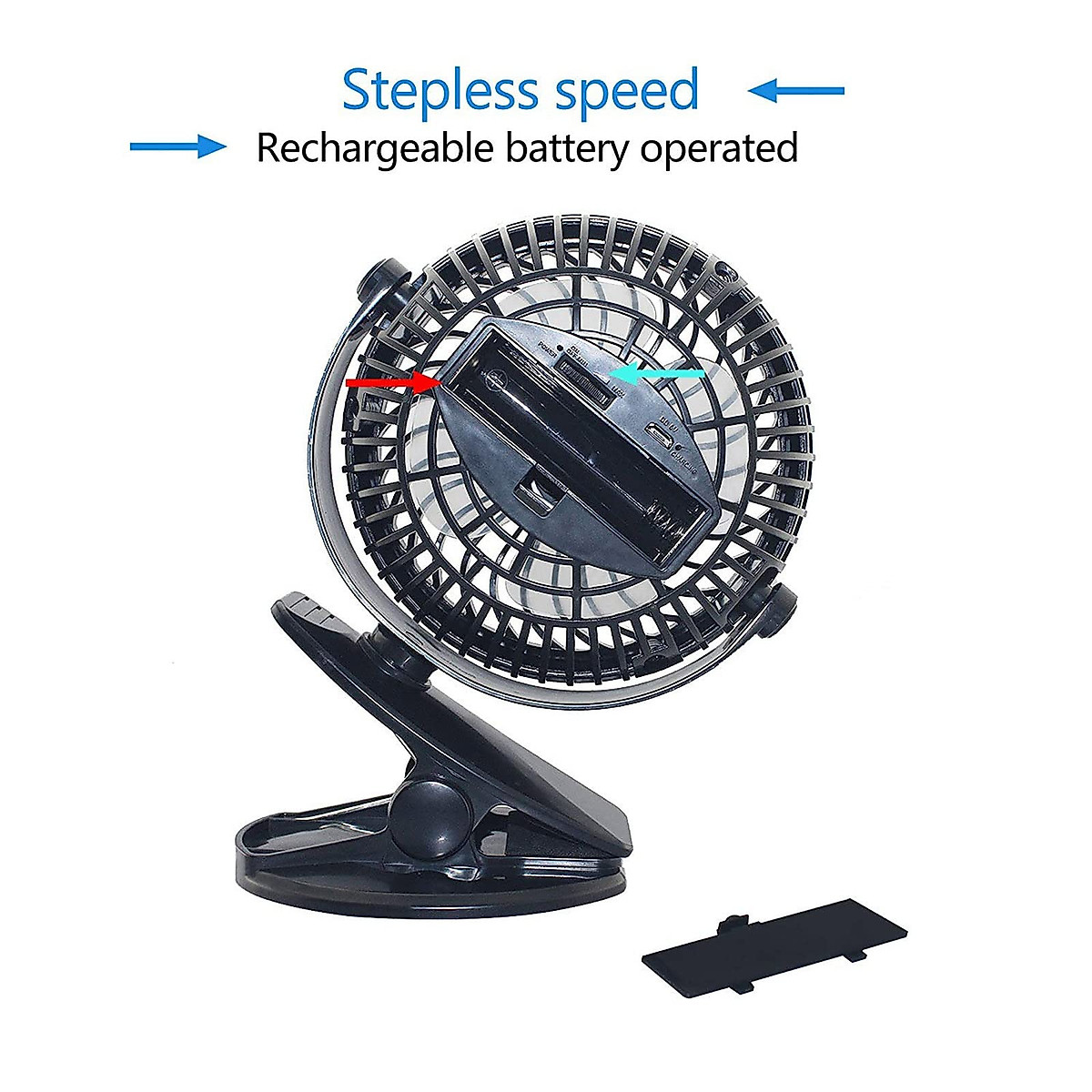 Stroller Fan Clip on Fan Rechargeable Battery Operated Fan - Powerful Airflow Low Noise - SWZA Portable Clip Fan for Baby Stroller Travel Hiking Camping