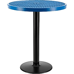 Global Industrial 36" Round Outdoor Bar Height Table with Pedestal Base, 42" H, Blue