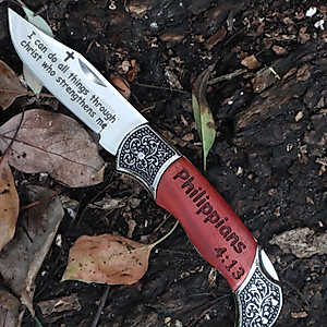 I Can Do All Things Through Christ Who Strengthens Me-Philippians 4:13 Catholic Christian Gifts Bible Verse Pocket Knive,Scripture Baptism Religious Confirmation Holy Men Gift (Philippians 4:13)
