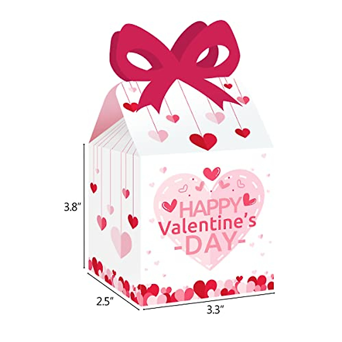 YEXEXINM 24 Pack Happy Valentine's Day Party Goodie Square Favor Gift Boxes, Red Heart Print Party Paper Gift Boxes Treat Bags for Valentine's Day Wedding Anniversary Party Supplies Decoration