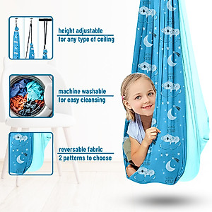 KidzAdventure Sensory Swing for Kids & Adults | Double-Layer Cloth Outdoor Indoor Therapy Swing Chair for Kids |Durable and Comfy Indoor Hammock Swing Chair for Bedroom – Little Star Theme