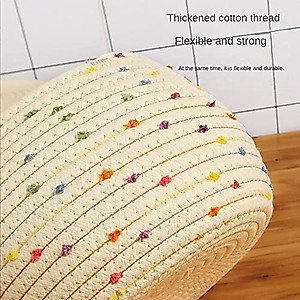 PLUT Storage Basket with Lid, Handmade Cotton Rope Storage Box Large Capacity Multipurpose Home Desktop Makeup Organizer Snack Box