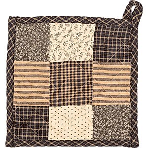 VHC Brands, Kettle Grove, Cotton, 8x8, Patchwork Blocks, Pot Holder, Black