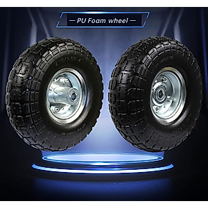 10-Inch Solid Rubber Tire Wheels Replacement 4.10/3.50-4" Tires and Wheels Flat Free Tire for Hand Truck, Wheelbarrow, Gorilla Carts(2-Pack) (Silver)