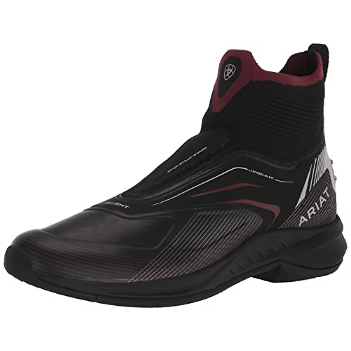 Ariat Womens Ascent Paddock Boot Black/Burgundy 11