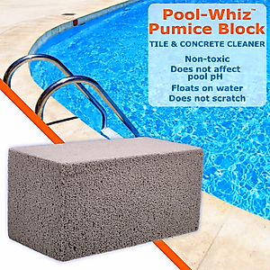 Pool-Whiz Pumice Block Pool Tile & Concrete Cleaner Pumice Stone for Cleaning Pools Spas & Water Features Pool & Spa Cleaner Pumice Block for Rust, Stains Build Up by Billy Buckskin Co. Pack of 2