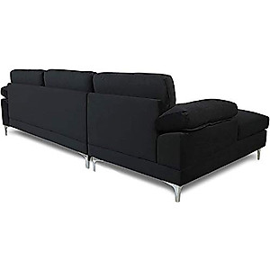 Restar Sectional Couch Left-Hand Facing, L-Shaped Couch for Family Living Room, Modern Large Velvet Sectional Sofa with an Extra-Wide Chaise Lounge (Black)