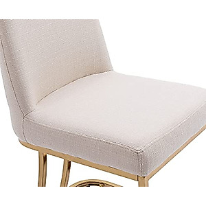 VESCASA Linen Upholstered Dining Chairs with Back, Mid Century Modern Dining Chairs with Gold Metal Frame for Dining Room, Restaurant, Kitchen, Set of 6, Cream