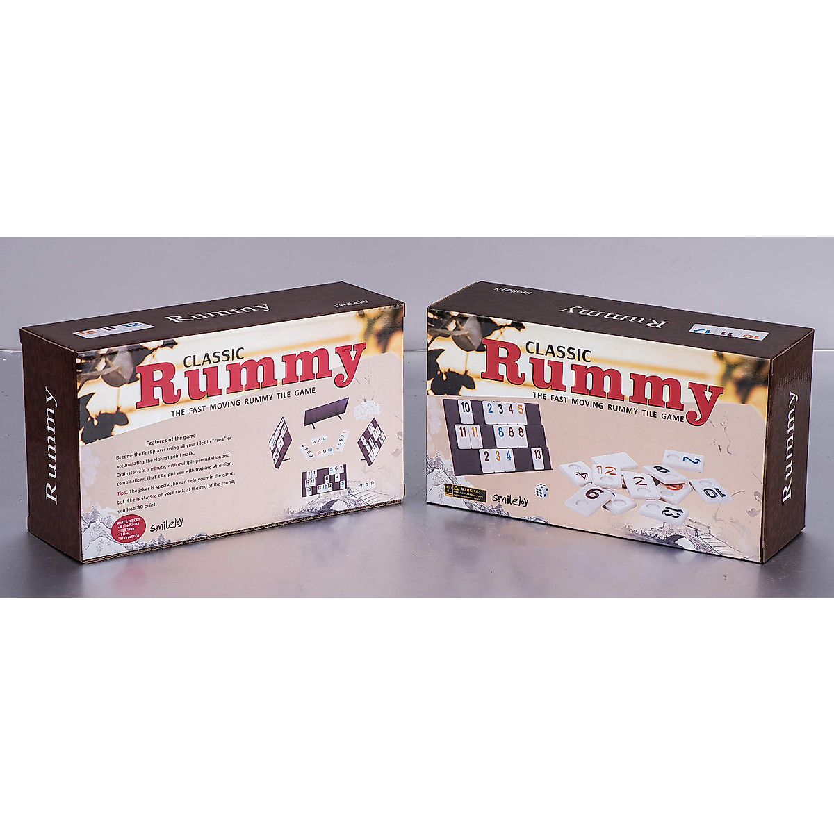 Classic Rummy Tile Game, Rummy Cube Tile Game,106 Rummy Cube Game with Portable Carton, Rummy Tiles Travel Set with 4 Tiles Holders for Family Classic Board Games Rummy Tiles in Paper Box 106 Tiles