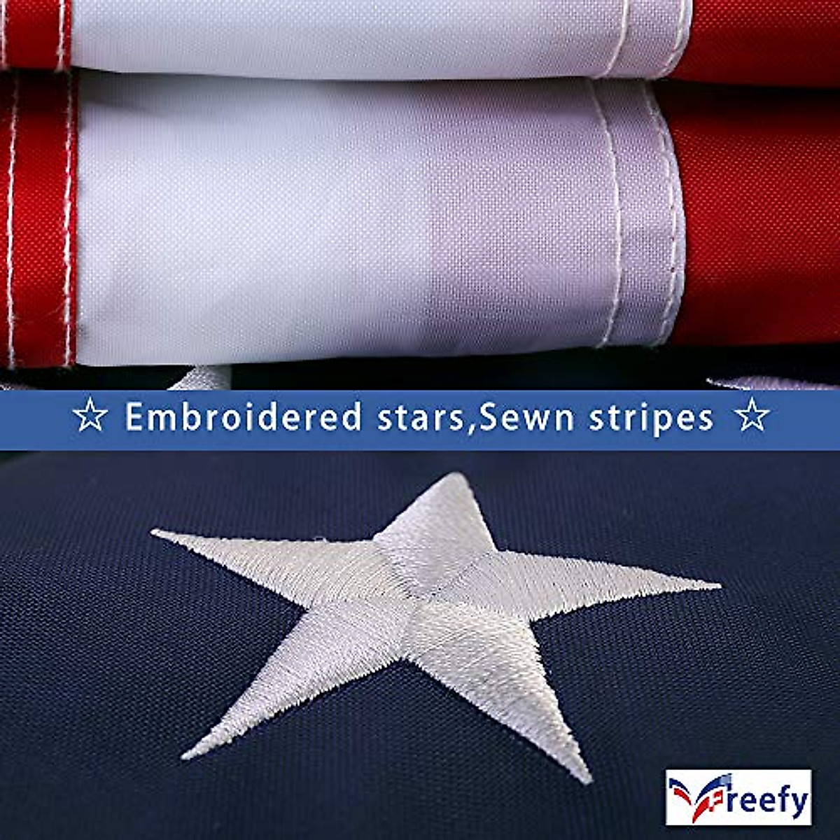 Freefy American Flag 2.5x4 ft - Embroidered Stars,Sewn Stripes,Nylon,UV Protected,Brass Grommets,Perfect for Indoor/Outdoor Use US USA Flags.