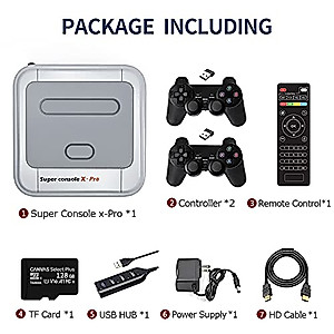 Kinhank Retro Game Console, Super Console X Pro Game System Built-In 41,000+ Video Games, Game Emulator Console With 50+ Emulators, Support 4k HD/AV Output(128G), LAN/WIFI, 2 Gamepads, Best Gifts