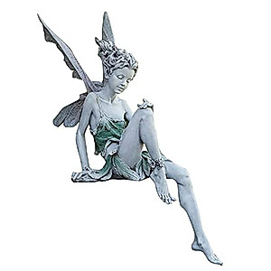 MBVBN Angel Figurine Outdoor Fairy Statue - White 9'' Resin Garden & Home Decoration - Table Ornaments, Patio, Porch & Yard Art - Christmas & Housewarming Gift