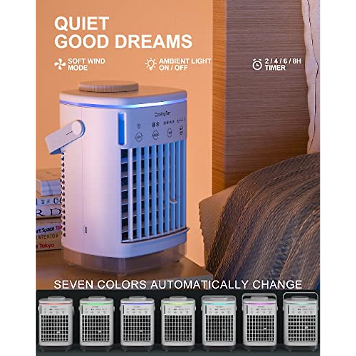 Small Portable Air Conditioner, Evaporative Air Cooler Portable, Personal Air Conditioner Mini Portable, Fans that Blow Cold Air, Desktop Cooling Humidifier Fan for Small Room/Office/Dorm/Bedroom