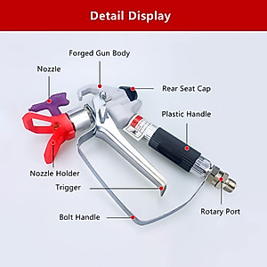 Airless Paint Spray Gun Sprayer High Pressure 3600 PSI 517 Nozzle Tip Swivel Joint for Sprayer