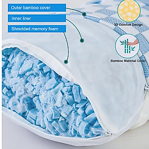 Bioeartha Cooling Gel Memory Foam Pillows for Side and Back Sleepers - Adjustable, Washable Queen Size Set of 2 with Removable Covers