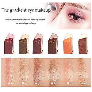 12 Colors Gradient Eyeshadow Stick Set, Shimmer Double Colour Eye Shadow Makeup Pen Rotation Eyeshadow Stick Glitter Radiant Eyeshadow Stick Waterproof and Durable for Women Eye Makeup (6 PCS)