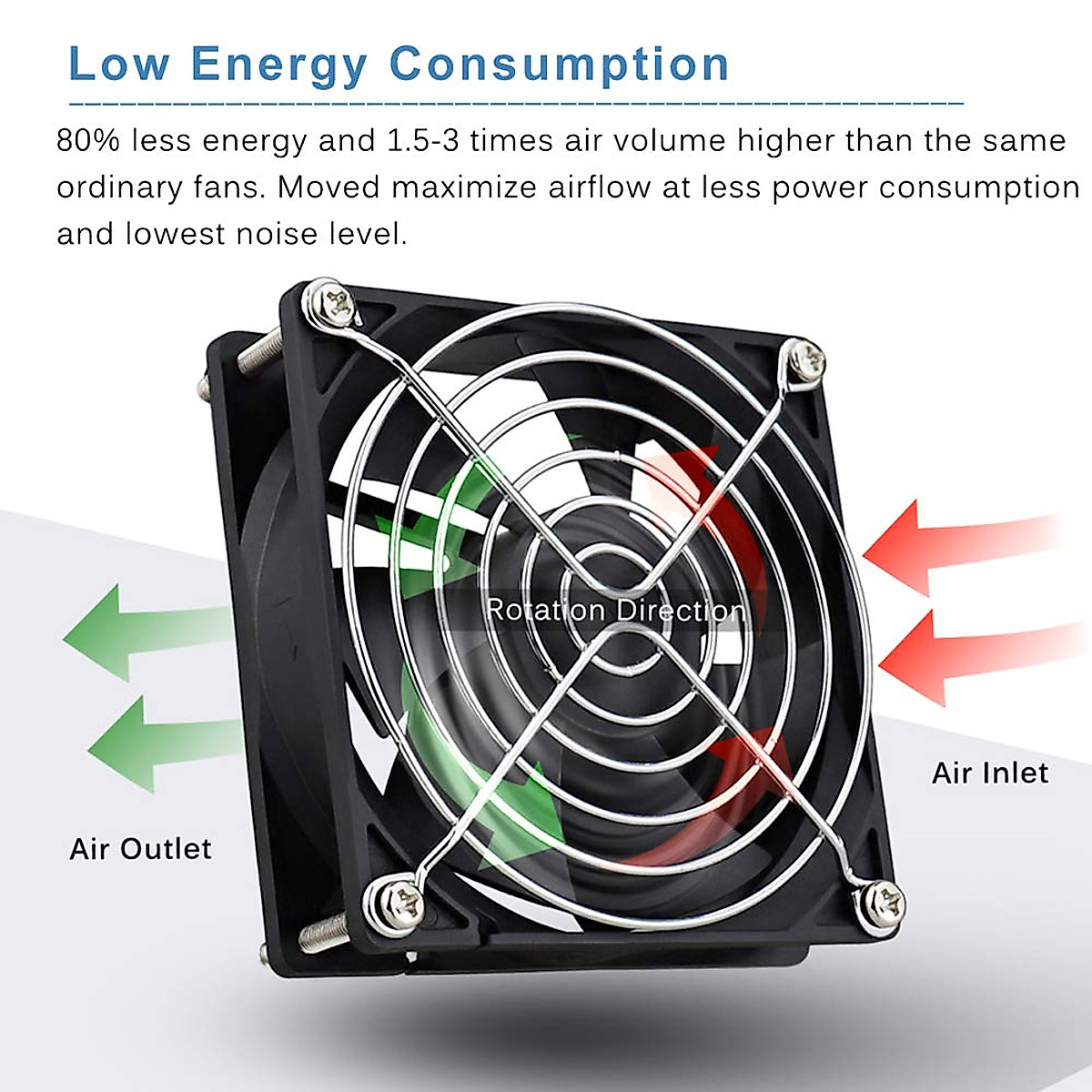 GDSTIME 90mm EC Axial Cooling Fan 92mm x 25mm AC 110V 115V 120V 220V 240V Dual Ball Bearing Small Brushless Exhaust Fan AC Powered Cord with ON/Off Switch