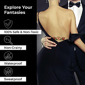 8 Extra Large Sexy Naughty Temporary Tattoos for Women Ladies - Adult Fun for Lower Back Legs Arms Stomach