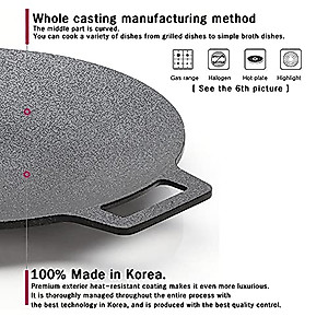 SCSP - Korean BBQ Grill Non-stick Grill Circular size 13 inches[Bag included] Made In Korea/Natural Material 6 Layer Coating/Can be used for both home and outdoor stoves.