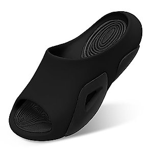 Besroad Cloud Slides For Women Men Slippers Bathroom Slides EVA Non Slip Thick Sole Platform Shoes Black 10-11 Women/9-10 Men