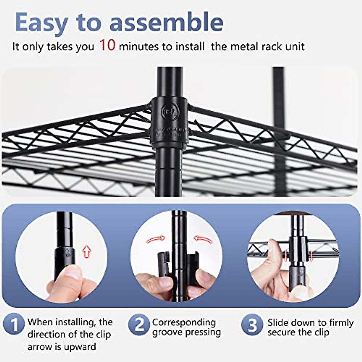 FDW 5 Tier 22L x 12W x 48H Pantry Shelves Adjustable Storage Rack Metal Shelf NSF Shelving Units for Kitchen Garage Small Places Commercial,Black