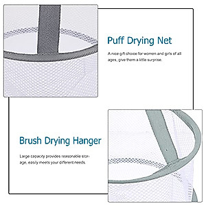 SOLUSTRE 2pcs Grey Brown Makeup Blenders Sponges Eggs Brushes Dryer Hanging Mesh Drying Rack Mini Bathroom Basket Net Cosmetic Tools Cleaning Holder Organizer