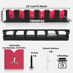 TUEHUTDE Fishing Rod Holders,Vertical Fishing Pole Holders Fishing Rod Rack Wall Mount Fishing Pole Rack Rod Storage Racks for Garage Room, Boats,Ceiling, RV - Store 6 Fishing Rods or Combos,1 Pair