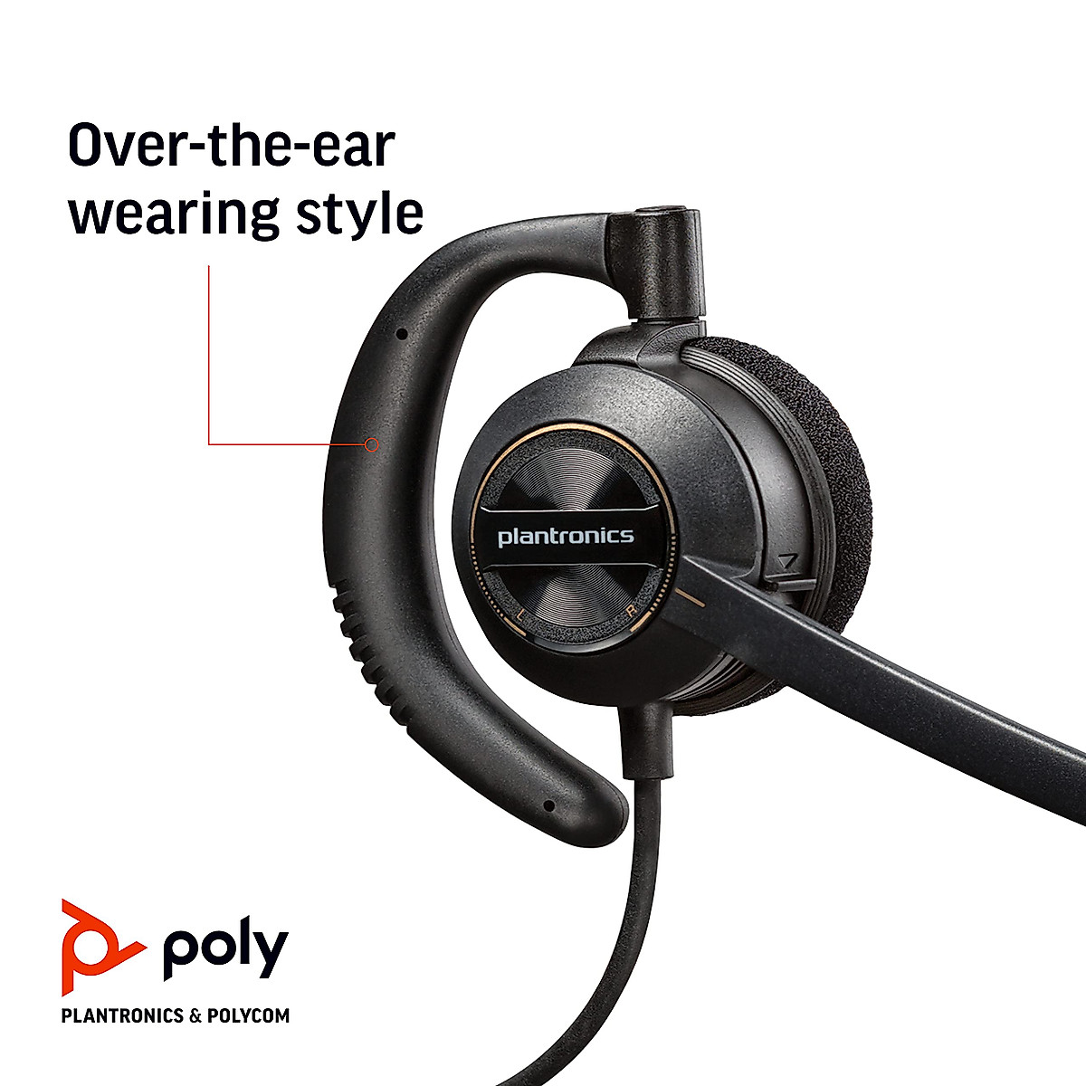 Poly - EncorePro 530 Quick Disconnect (QD) Headset (Plantronics) - Works with Poly Call Center Digital Adapters (Sold Separately) - Acoustic Hearing Protection - Over-the-Ear Wearing Style